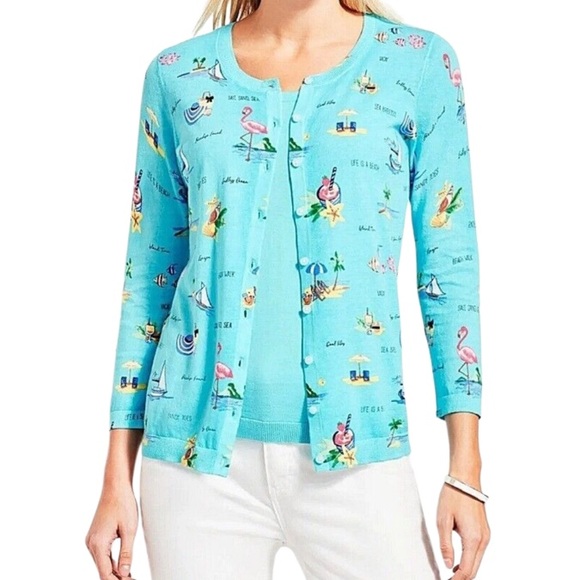 Talbots | Sweaters | Talbots Tropical Charming Cardigan Womens ...